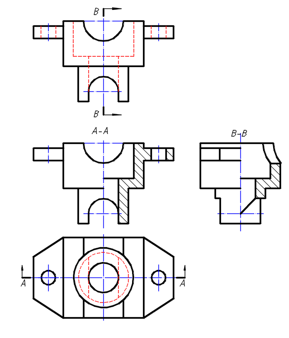 请根据所给视图将主视图改画成A-A全剖视图，将左视图画成B-B半剖.._简答题试题答案